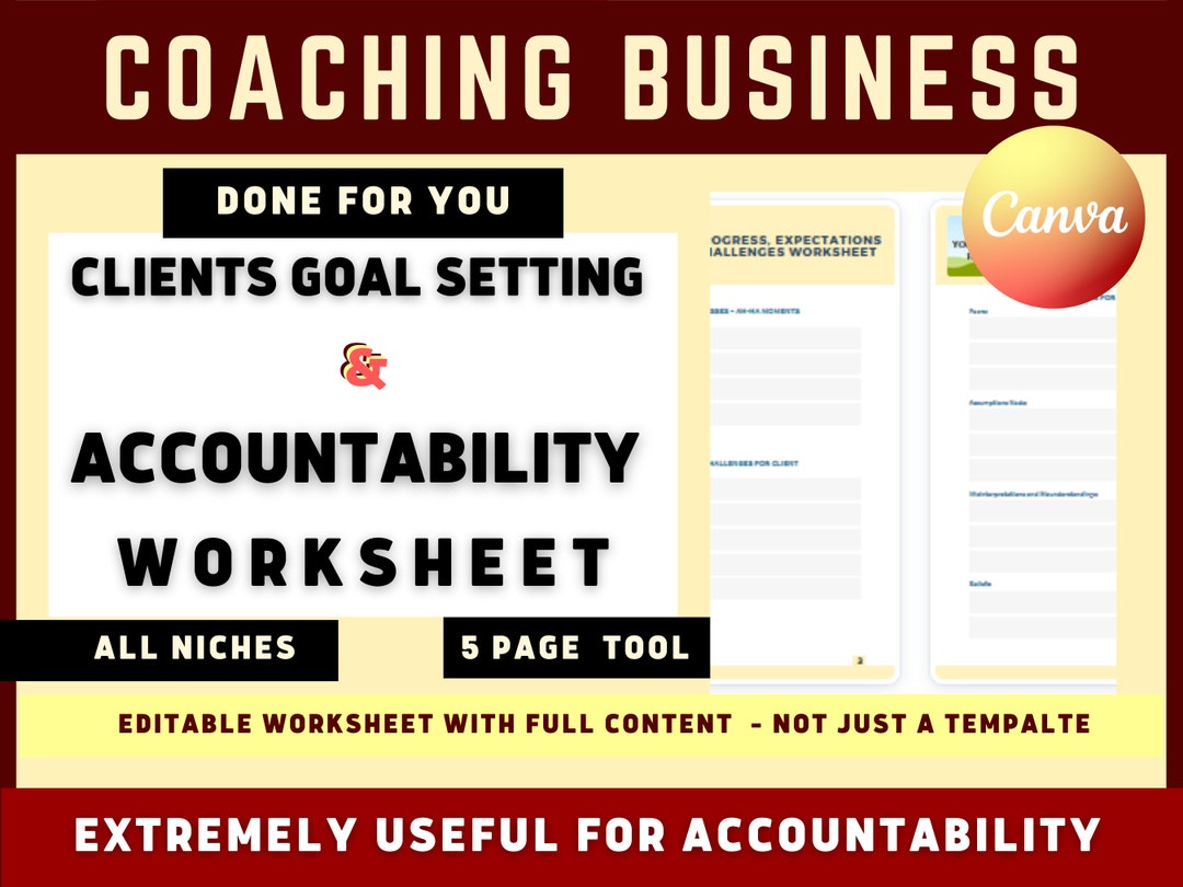 Coaching Client Goal Setting Worksheet | Expectations & Accountability ...