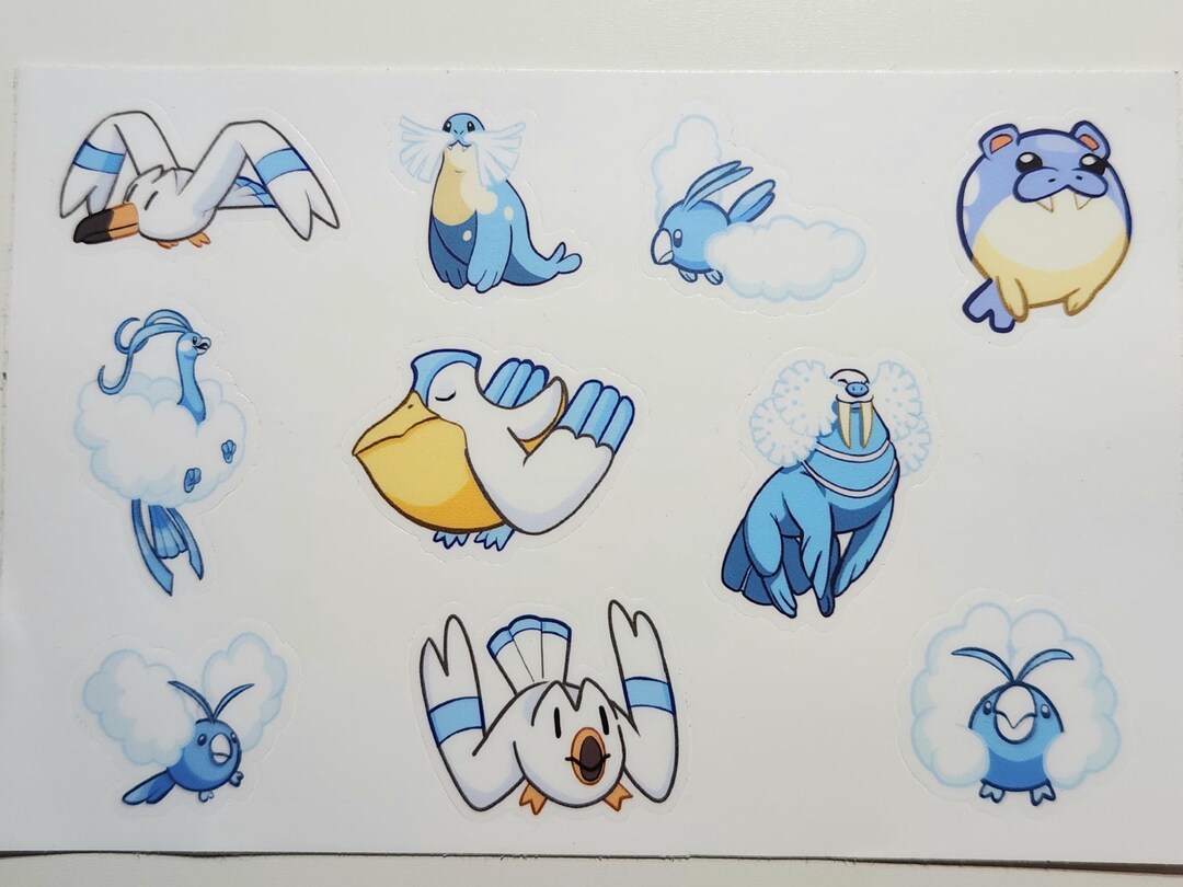 Pokemon Sticker Sheet: Gen 3 Blue and White Pokemon - Etsy