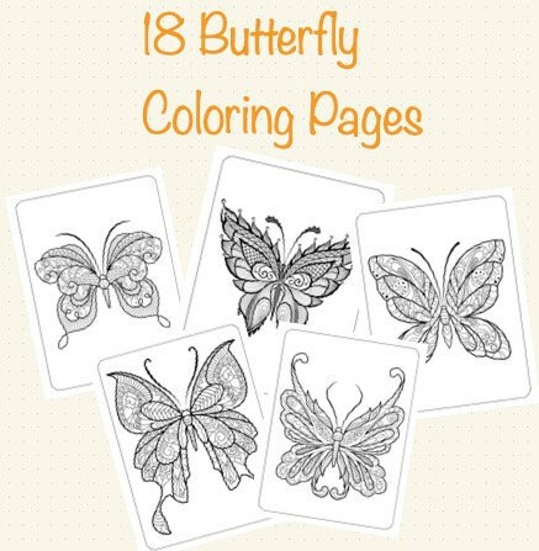 Butterfly Coloring Book (18 Pages) - Etsy