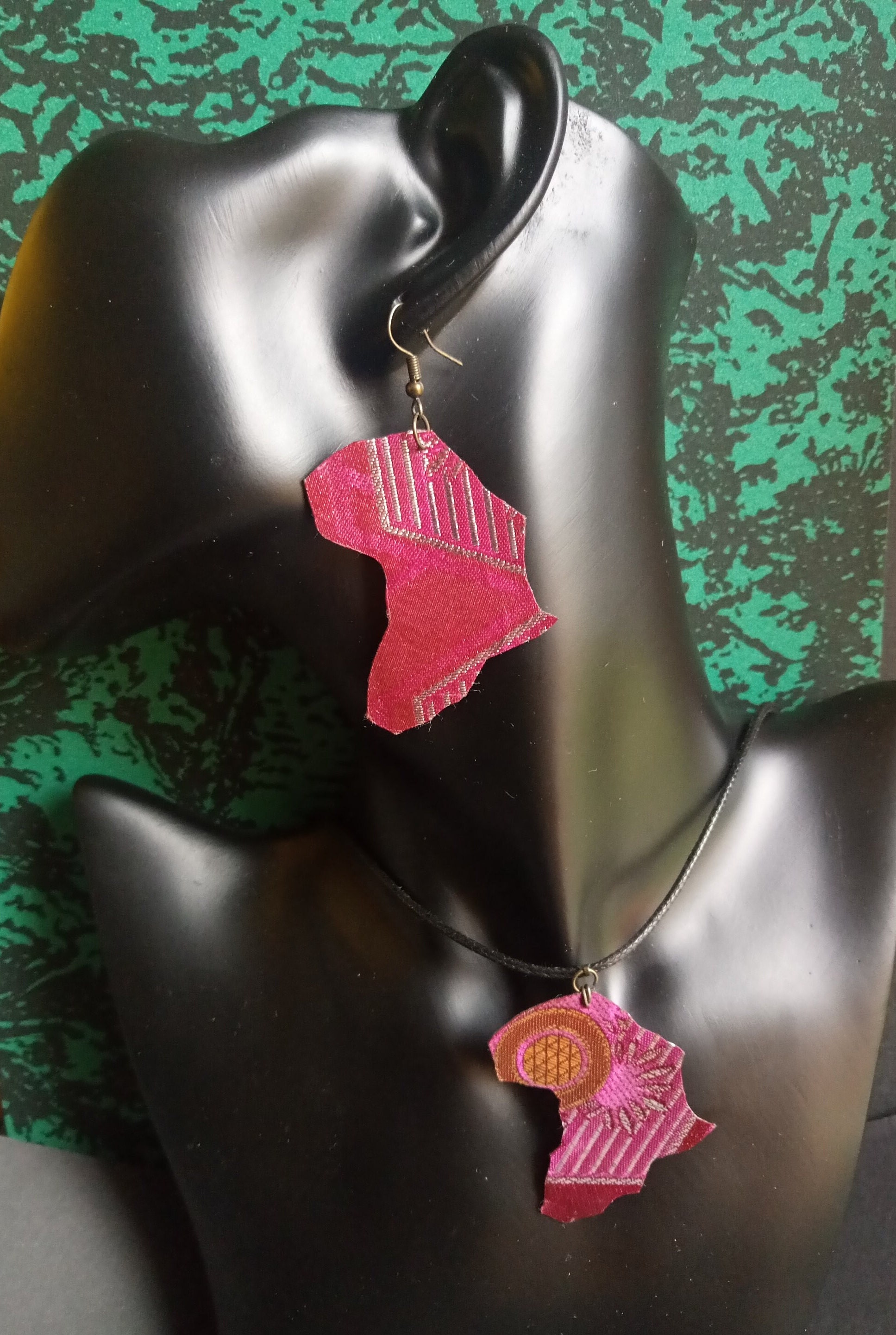 Africa Map Earrings African Continent Fabric Print - Etsy