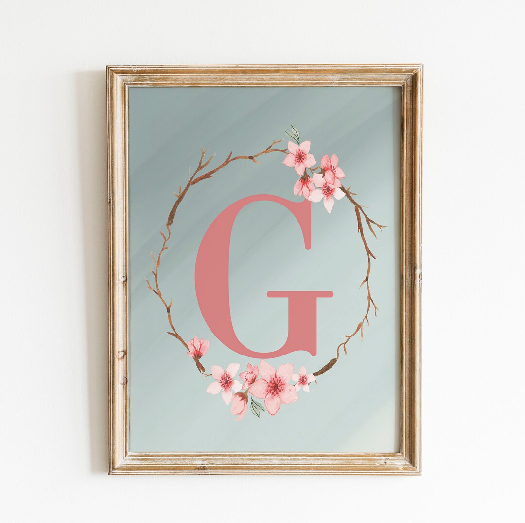 Letter G Wall Art Print Digital Download Woodland Girl Monogram Nursery ...