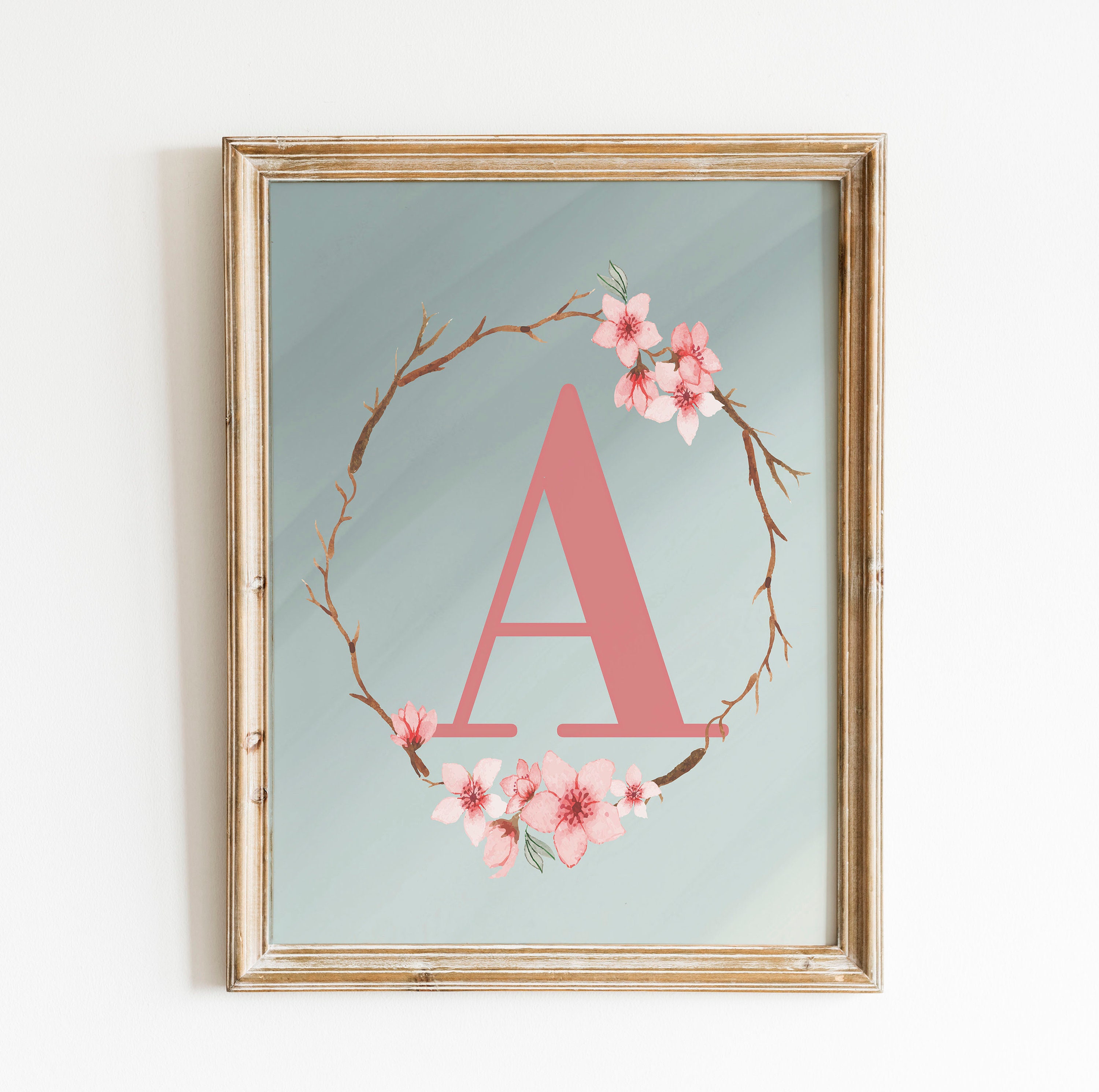 Letter A Wall Art Print Digital Download Woodland Girl Monogram Nursery ...