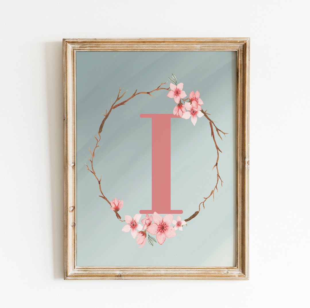Letter I Wall Art Print Digital Download Woodland Girl Monogram Nursery ...