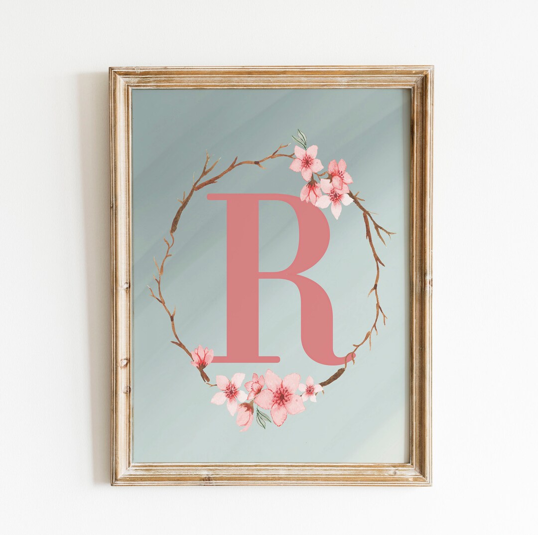 Letter R Wall Art Print Digital Download Woodland Girl Monogram Nursery ...