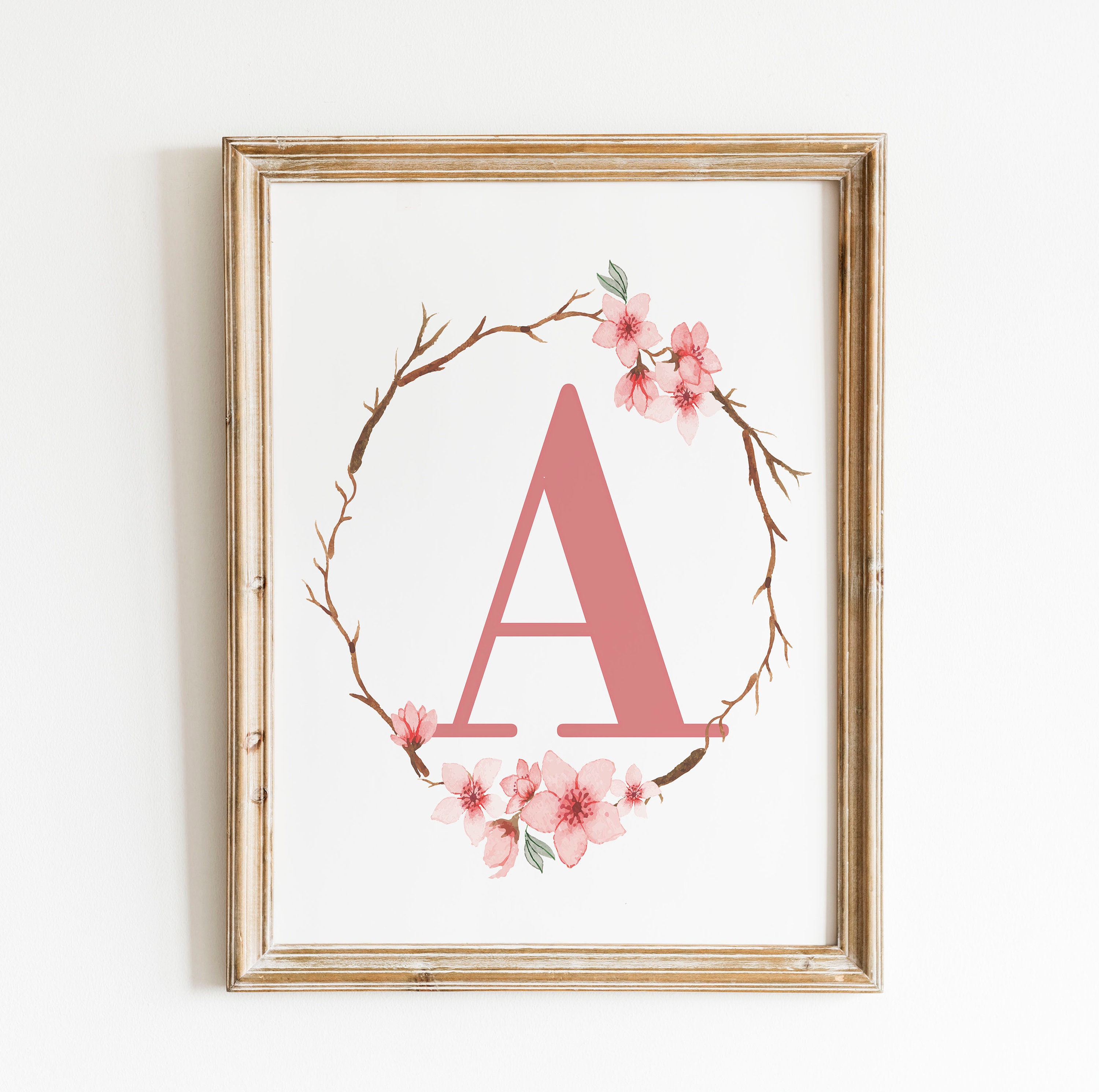 Letter A Wall Art Print Digital Download Woodland Girl Monogram Nursery ...