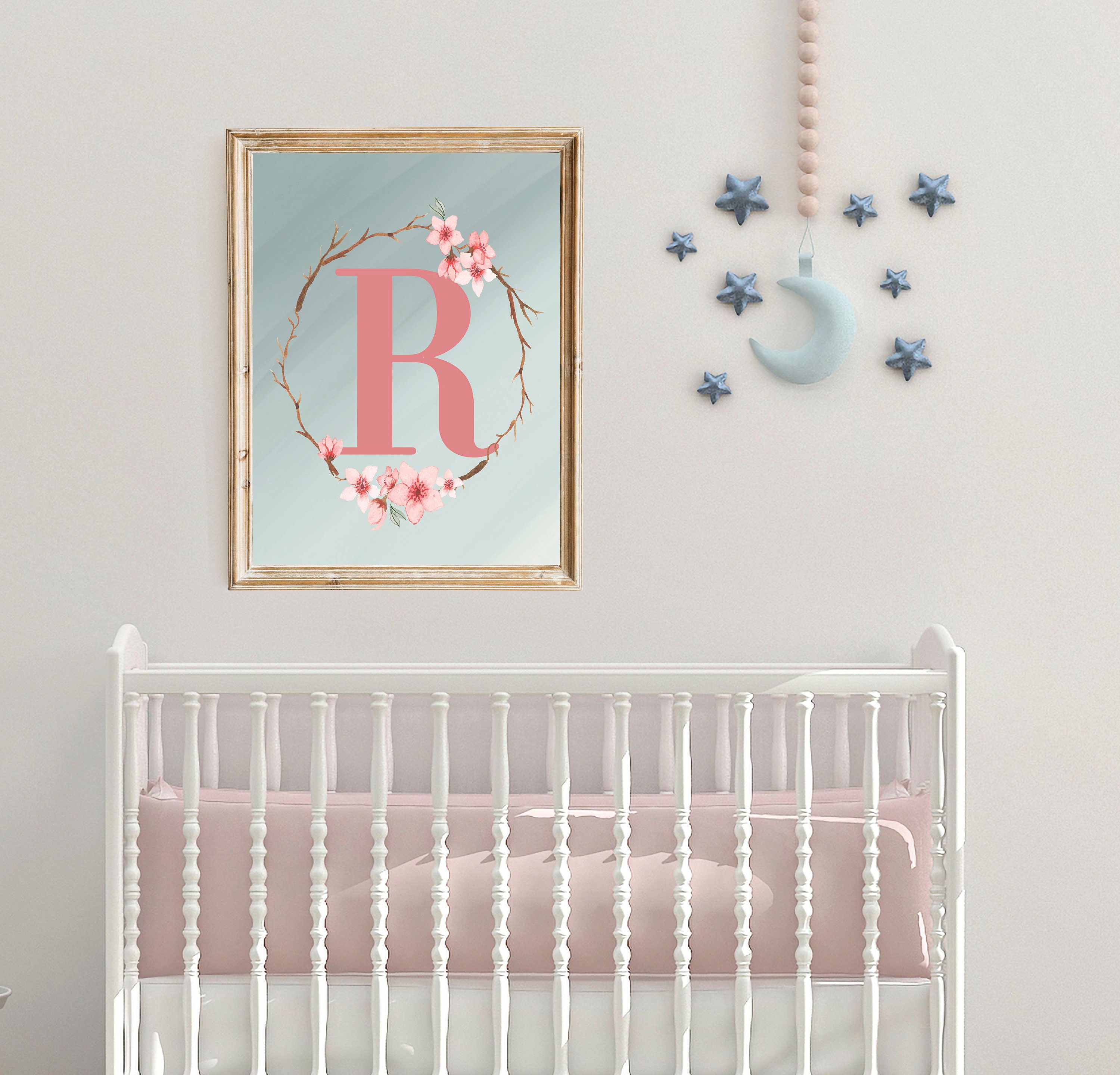 Letter R Wall Art Print Digital Download Woodland Girl Monogram Nursery ...