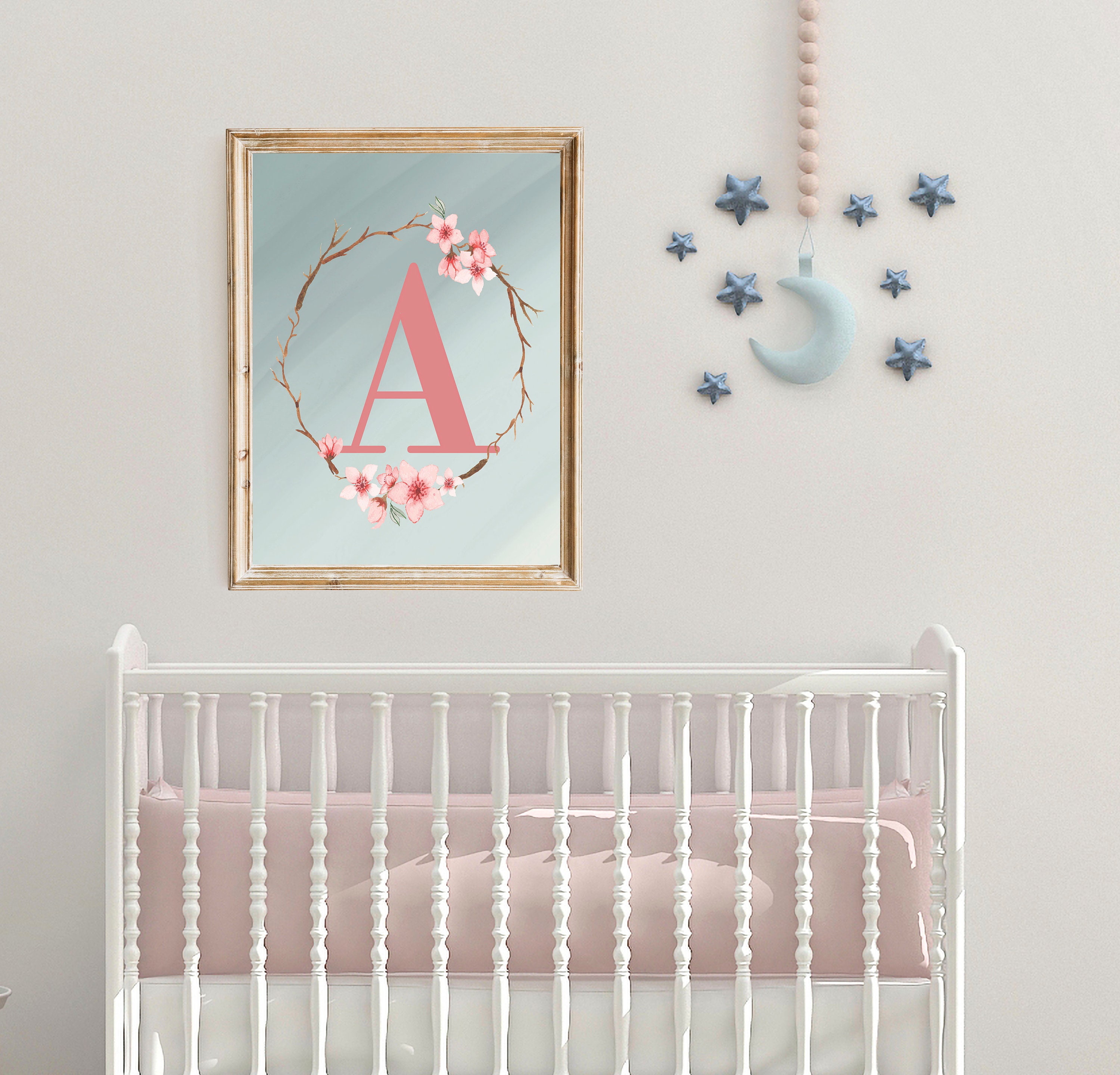 Letter A Wall Art Print Digital Download Woodland Girl Monogram Nursery ...