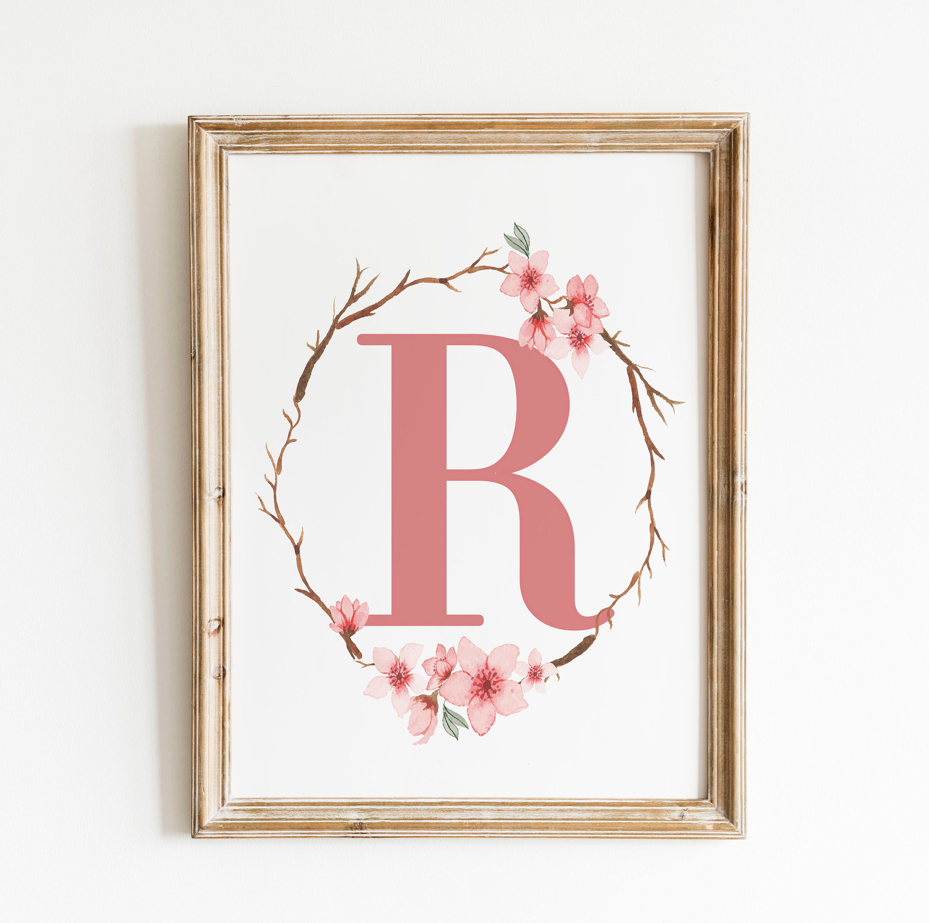 Letter R Wall Art Print Digital Download Woodland Girl Monogram Nursery ...