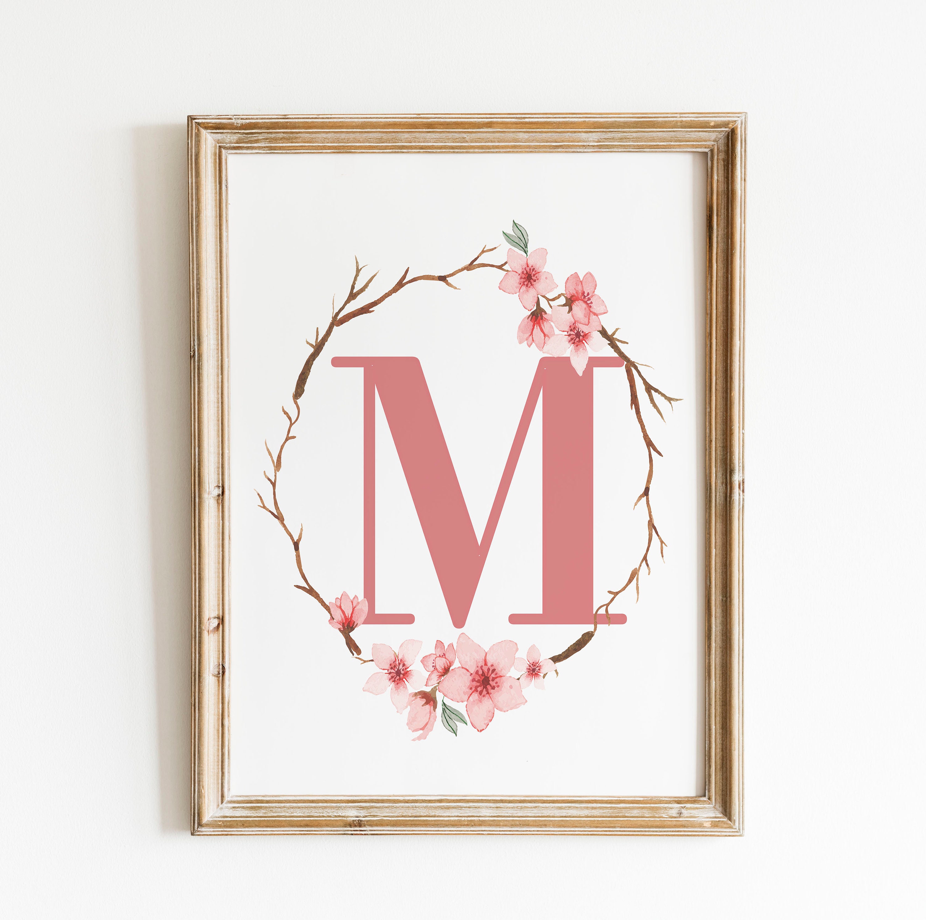 Letter M Wall Art Print Digital Download Woodland Girl Monogram Nursery ...
