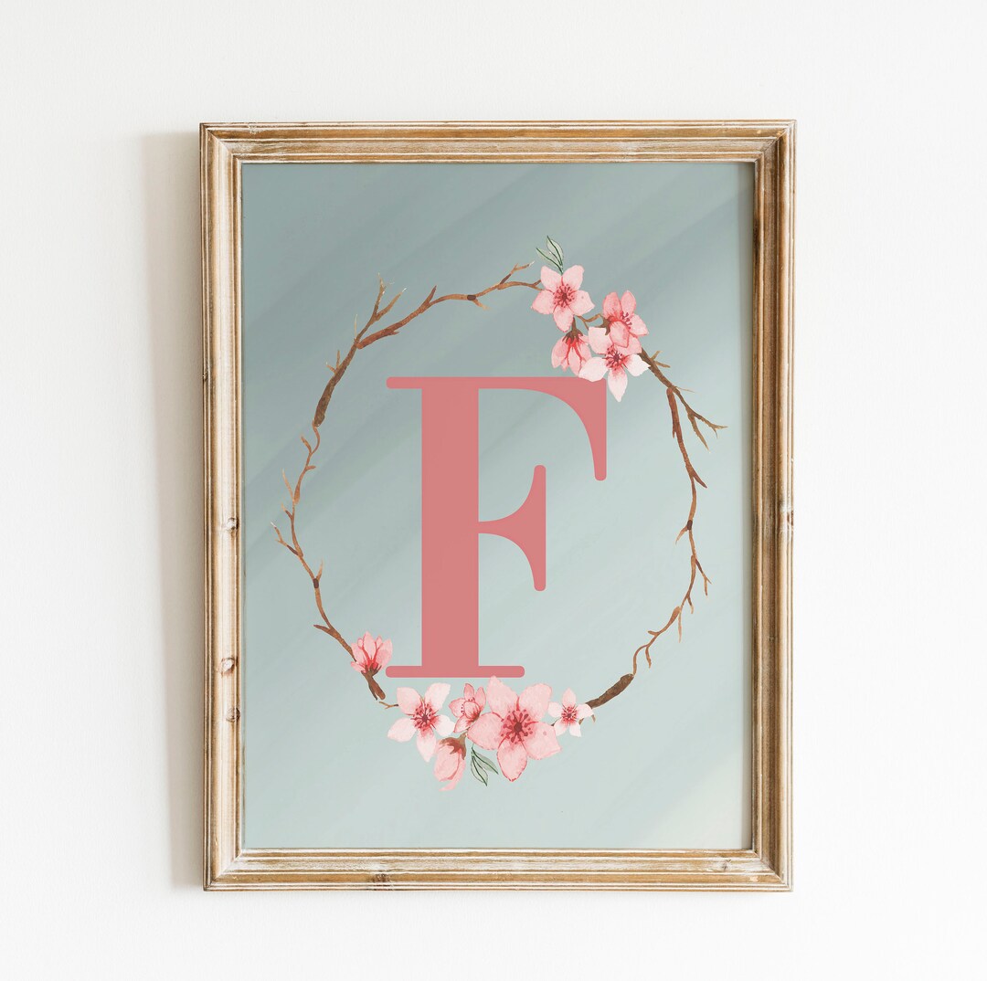Letter F Wall Art Print Digital Download Woodland Girl Monogram Nursery ...