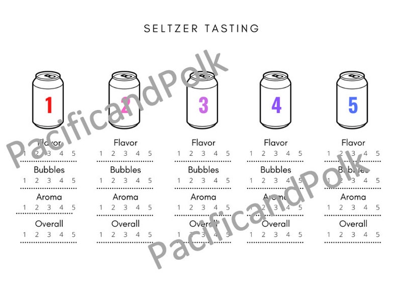 Hard Seltzer Tasting Printable | Rate Your Seltzer | Instant Download ...