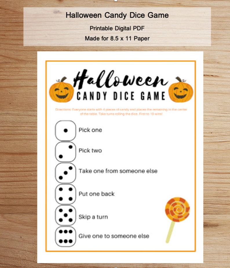 Halloween Candy Dice Game | Printable Party Activity (PDF) - Etsy