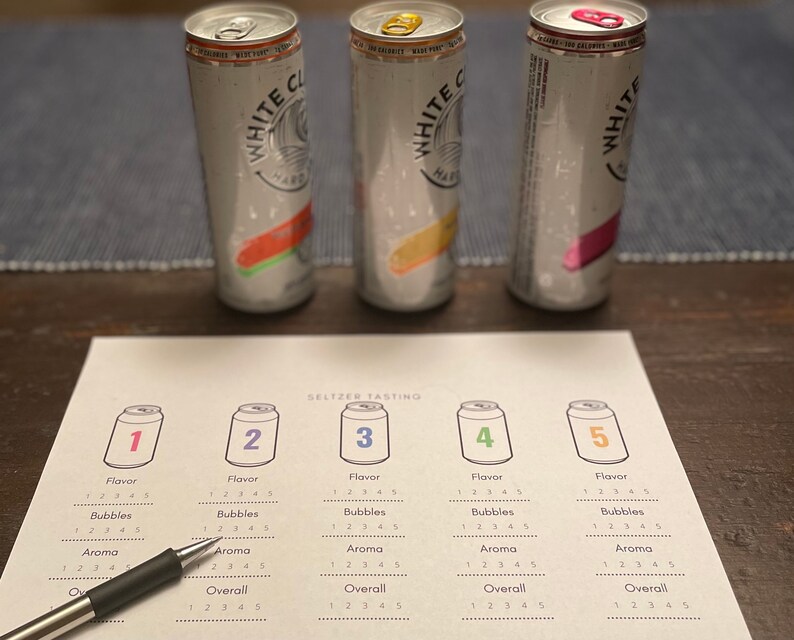 Hard Seltzer Tasting Printable | Rate Your Seltzer | Instant Download ...