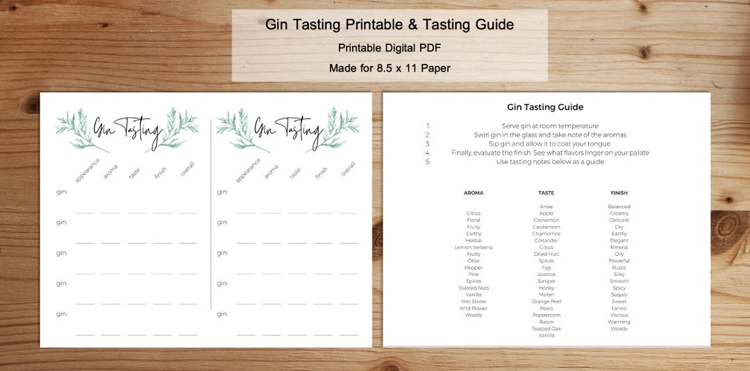 Gin Tasting Printable and Tasting Guide | Rate Your Gin | Instant ...