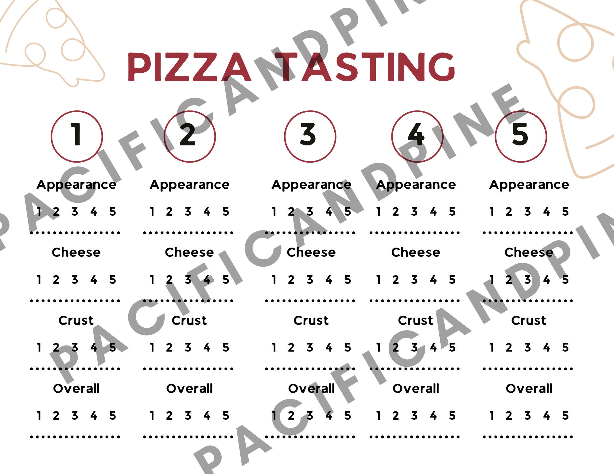 Pizza Tasting Printable | Instant Download - Etsy