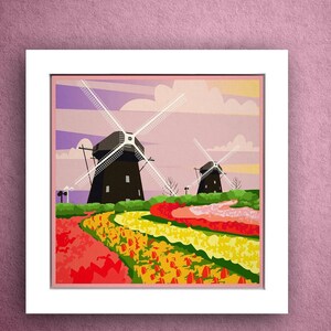 Tulips and Windmill Shadow Box, 3D Windmil Shadow Box, Tulips SVG ...