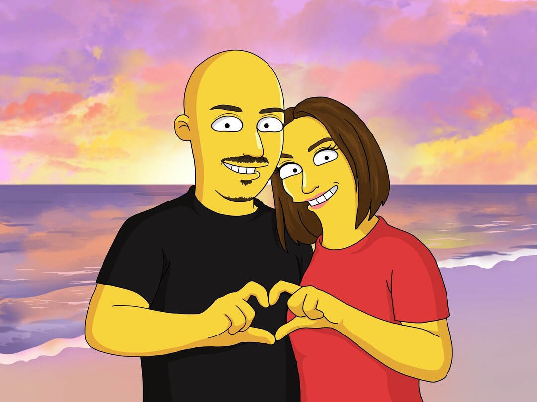 Custom Simpsons Portrait, Valentines Day Gift, Caricature Family ...