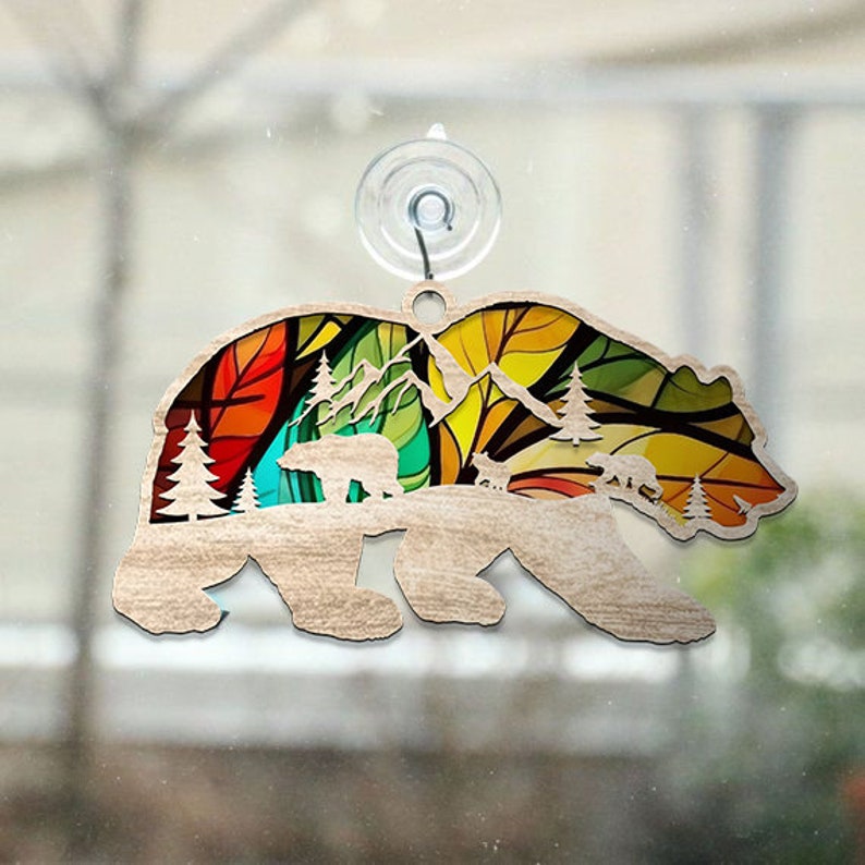 Bear Suncatcher SVG Laser Cut File, Christmas Ornament (digital File ...