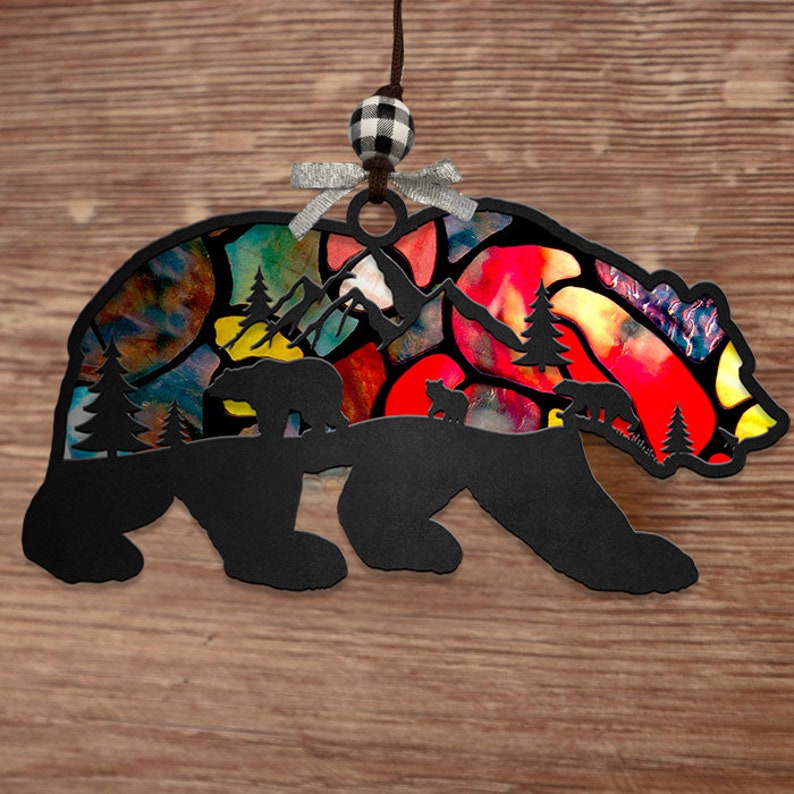 Bear Suncatcher SVG Laser Cut File, Christmas Ornament (digital File ...