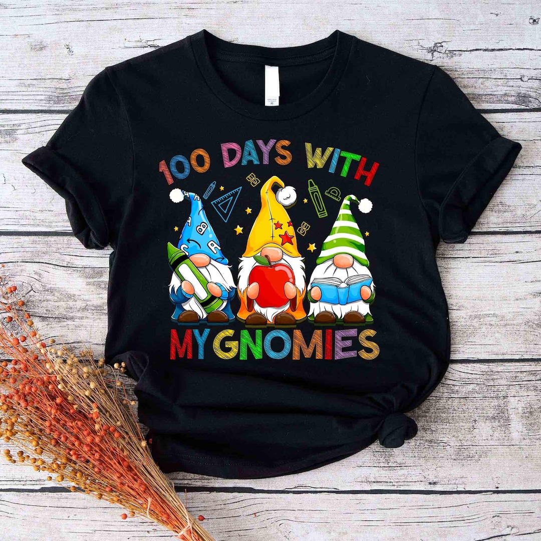 Happy 100th Day of School Three Gnomes Virtual Teachers Shirt, Kids 100 ...