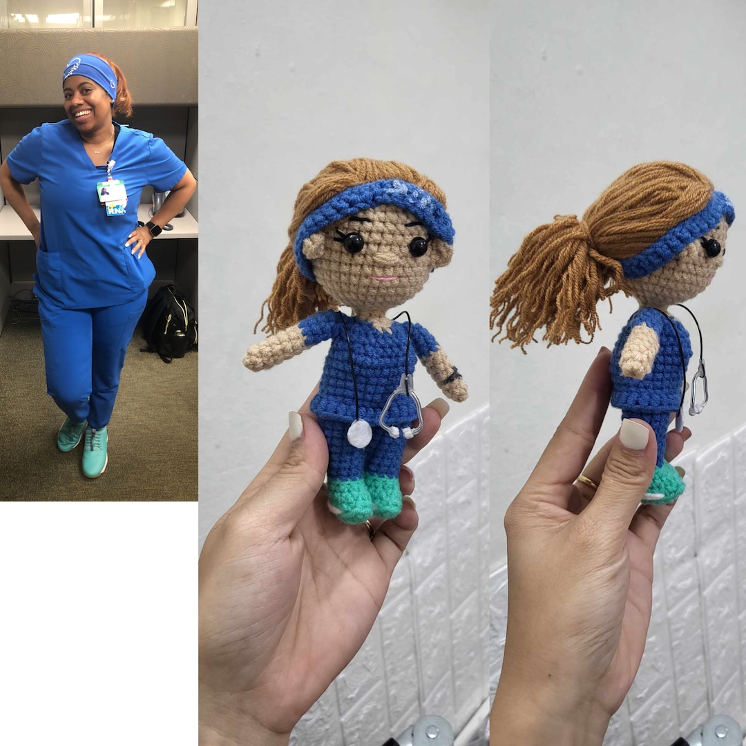 Custom Crochet Doll, Nurse Doll Gift, Crochet Nurse Doll, Doll From ...