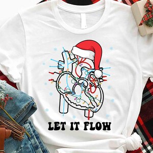 Christmas Cardiac Nurse Heart Anatomy Shirt Xmas Cath Lab CCU Nurse ...