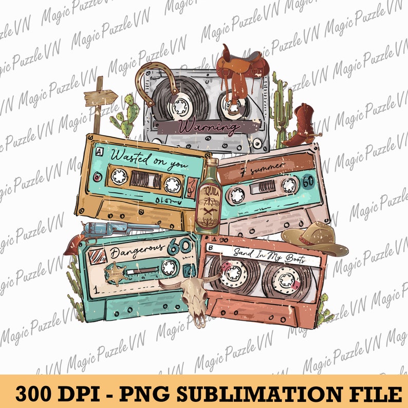 90s Cassette Tapes Png Cowboy Cassettle Png Western - Etsy