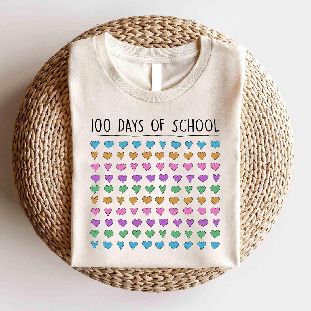 100 Days of School Shirt, 100th Day of School 100 Days of Hearts Shirt ...