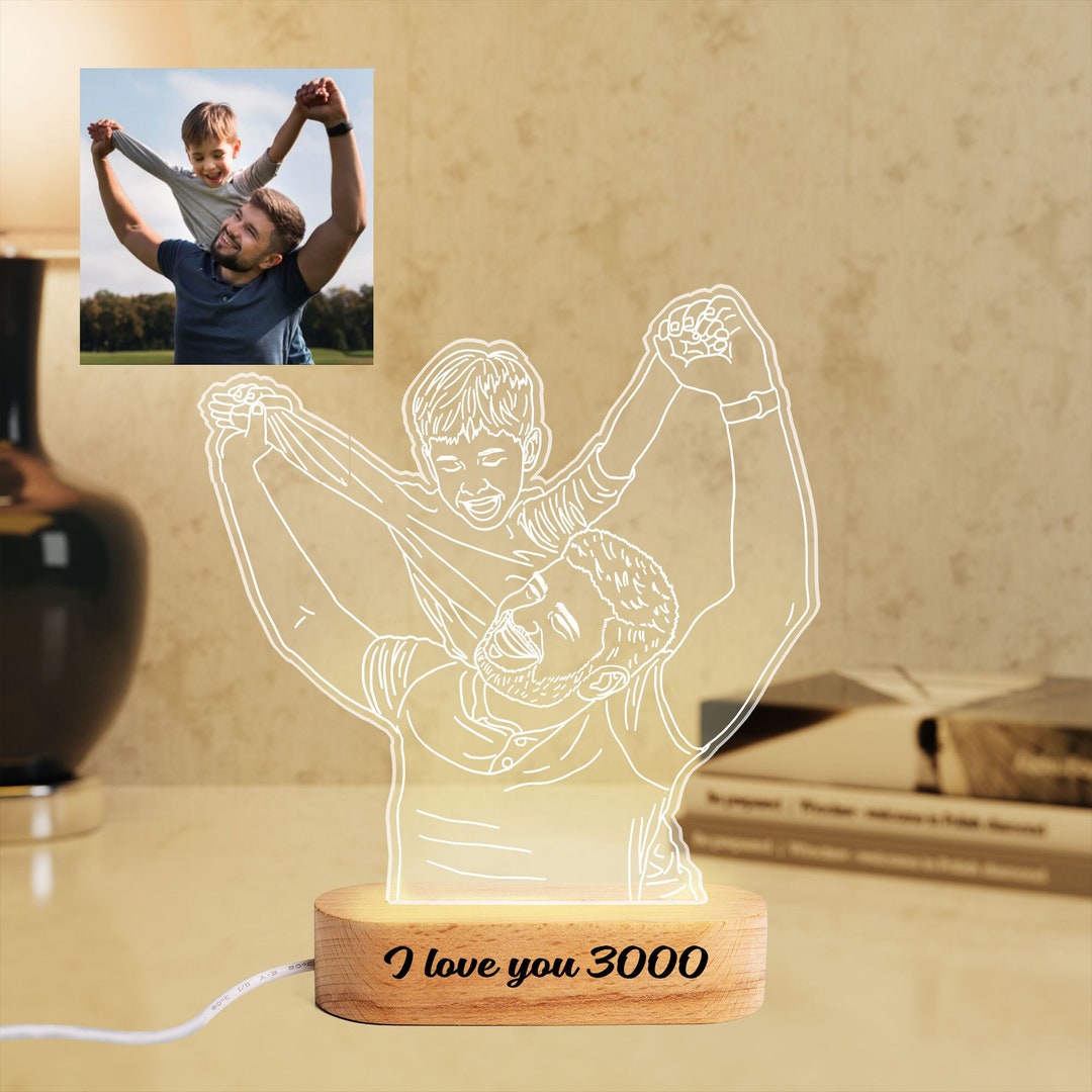 Custom 3D Photo Lamp, Personalized Photo Night Light, Line Art Photo ...