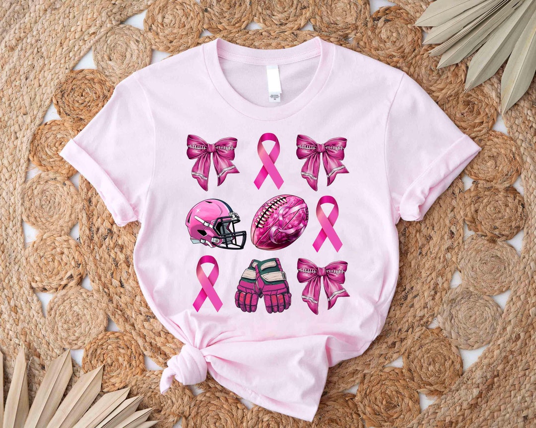 Breast Cancer Football Shirt, Pink Ribbon Breast Cancer Awareness Shirt ...