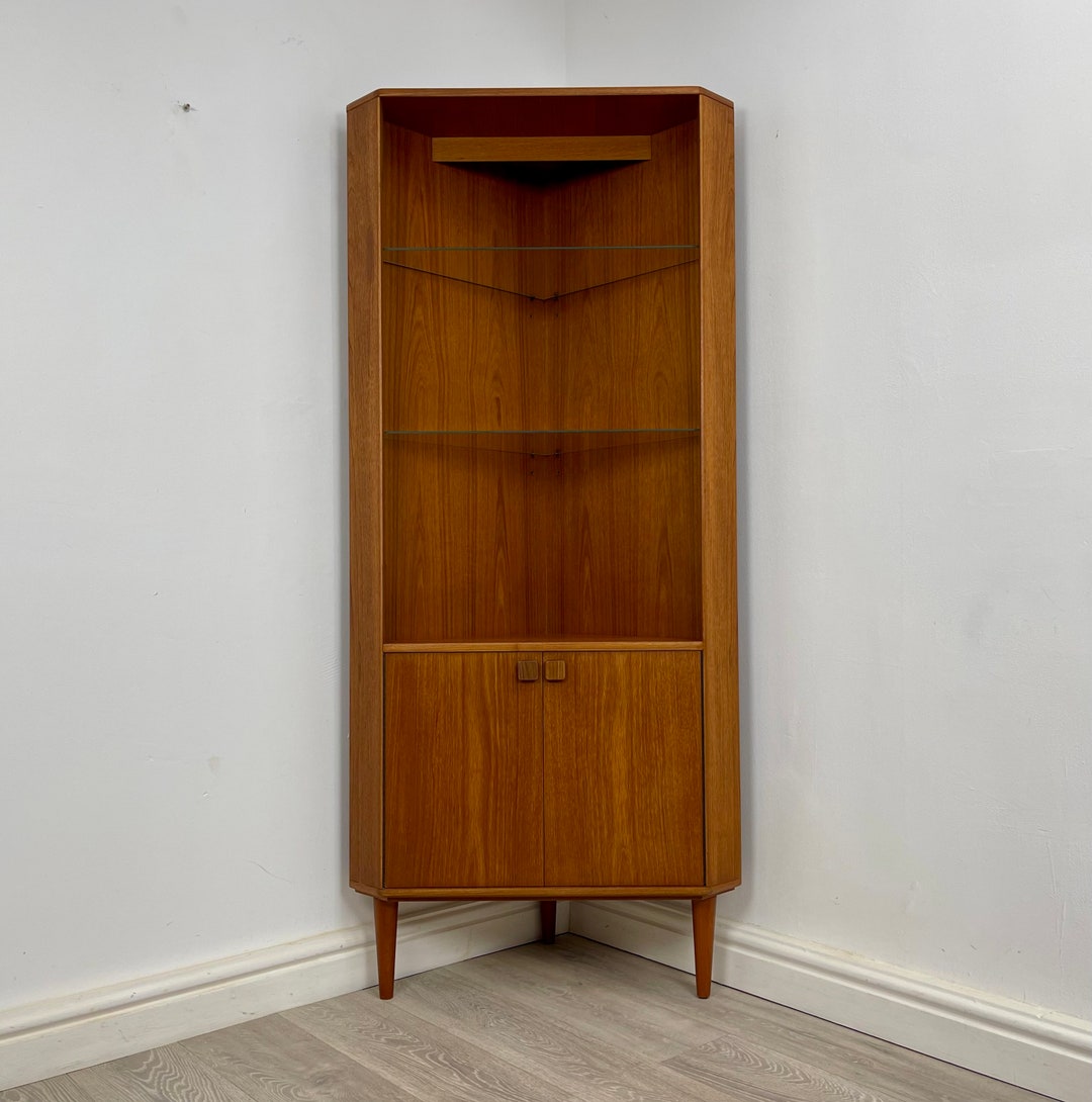 Mid Century Teak Corner Display Unit - Etsy UK