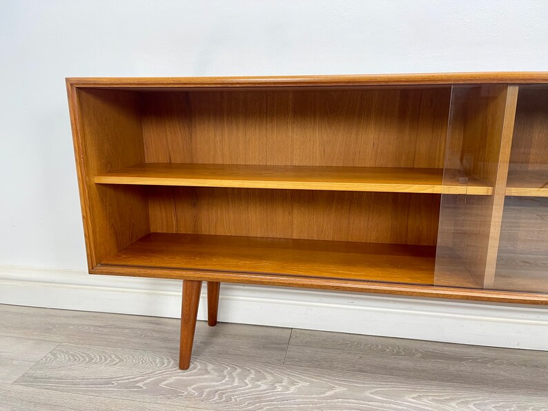 Mid Century Danish Teak Glazed Bookcase - Etsy UK