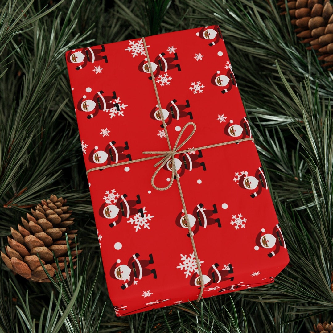 Black Santa Wrapping Paper, Afro Santa Christmas Gift Wrap, Christmas ...