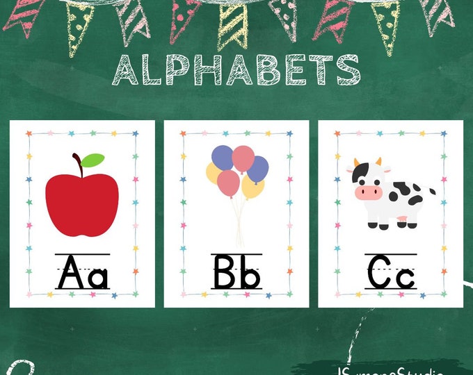 Alphabet Classroom Posters Fruit Themed | Alphabet Flashcards ...