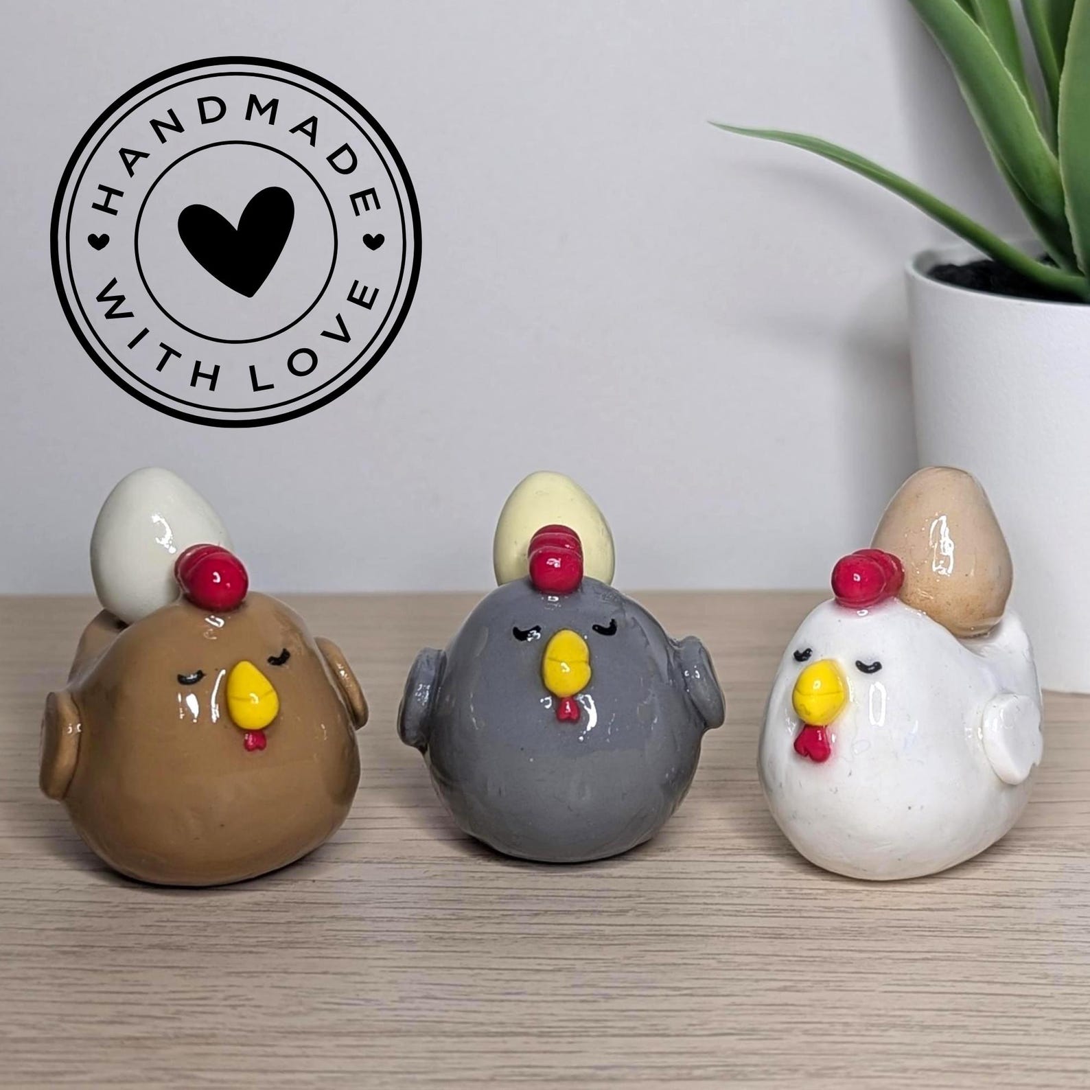Cozy Chicken With Egg Desk Buddy, Miniature Figurine, Handmade Polymer ...