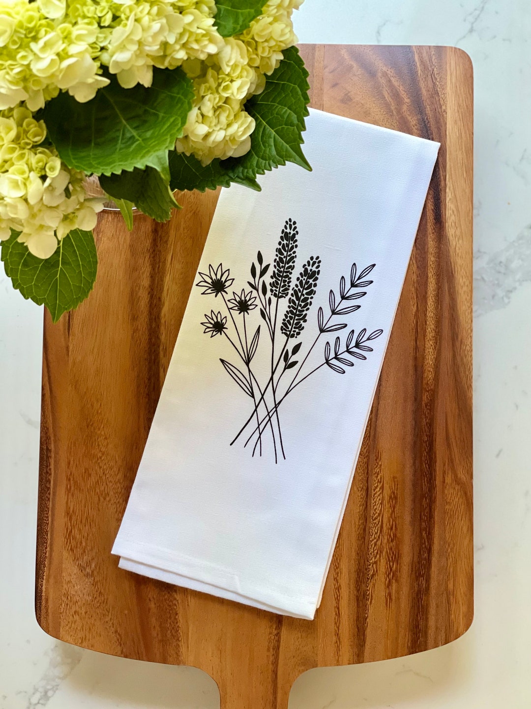 Flowers & Willows Botanical Print - Tea Towel - Etsy