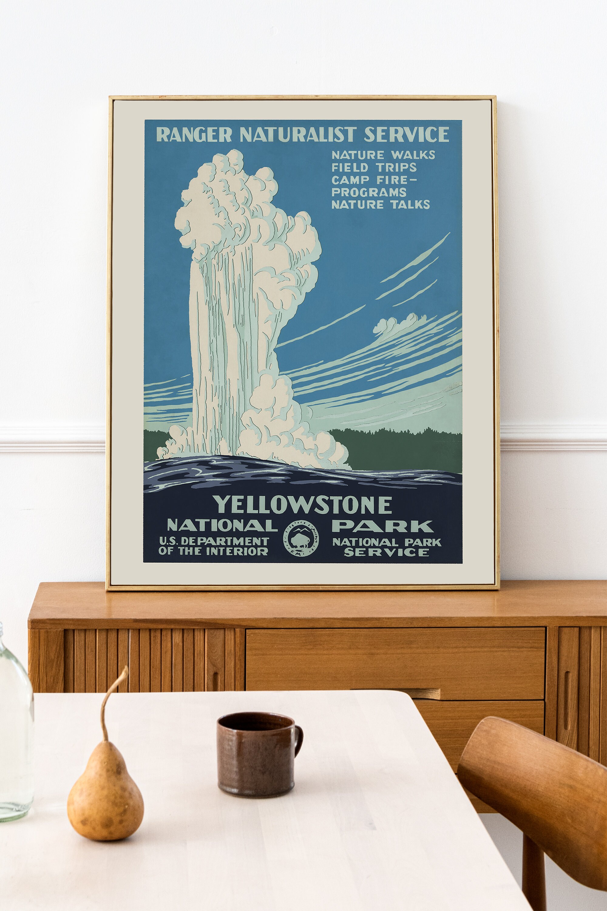 PRINTABLE Vintage Yellowstone Travel Poster, Antique 1930's Wall Decor ...