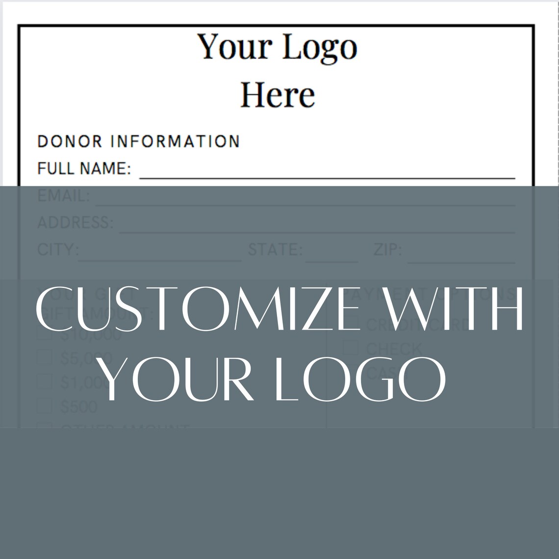 Custom Printable Donation Card for Nonprofit Fundraiser - Canva ...