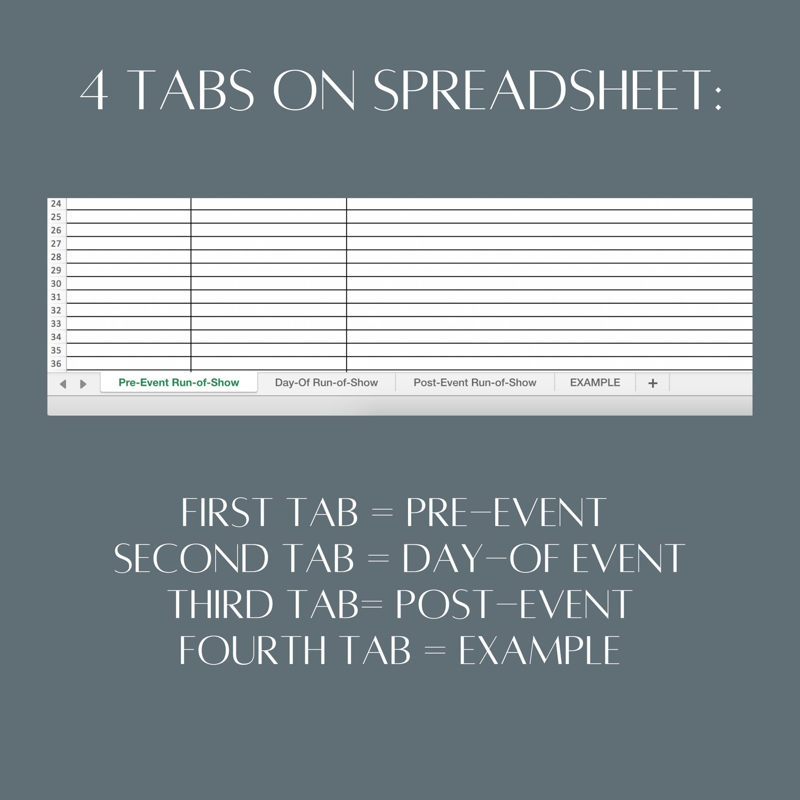 Run-of-show / Show Flow / Event Timeline Microsoft Excel Template | Use ...