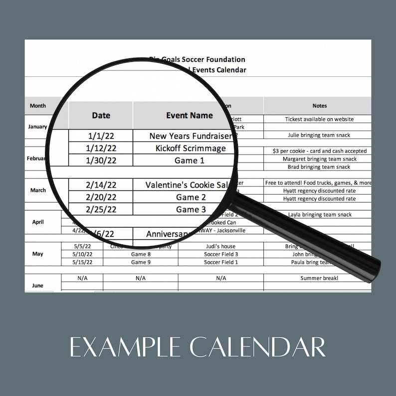 Annual Events Calendar Microsoft Excel Template - Use for Event ...