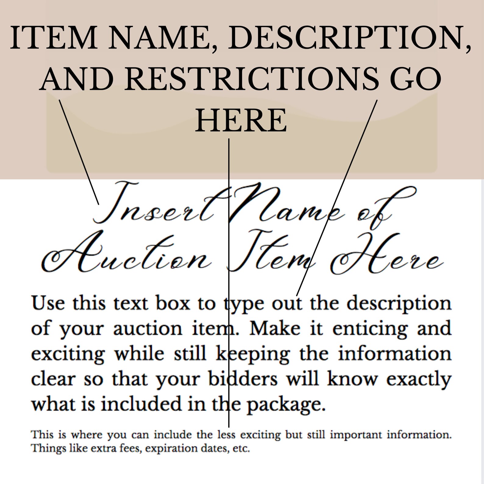 Luxe Printable Silent Auction Item Sign CANVA TEMPLATE - Fill Out ...