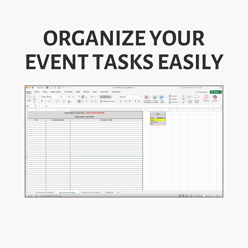 Run of Show Excel Template – Event Timeline, Show Flow, Fundraisers ...