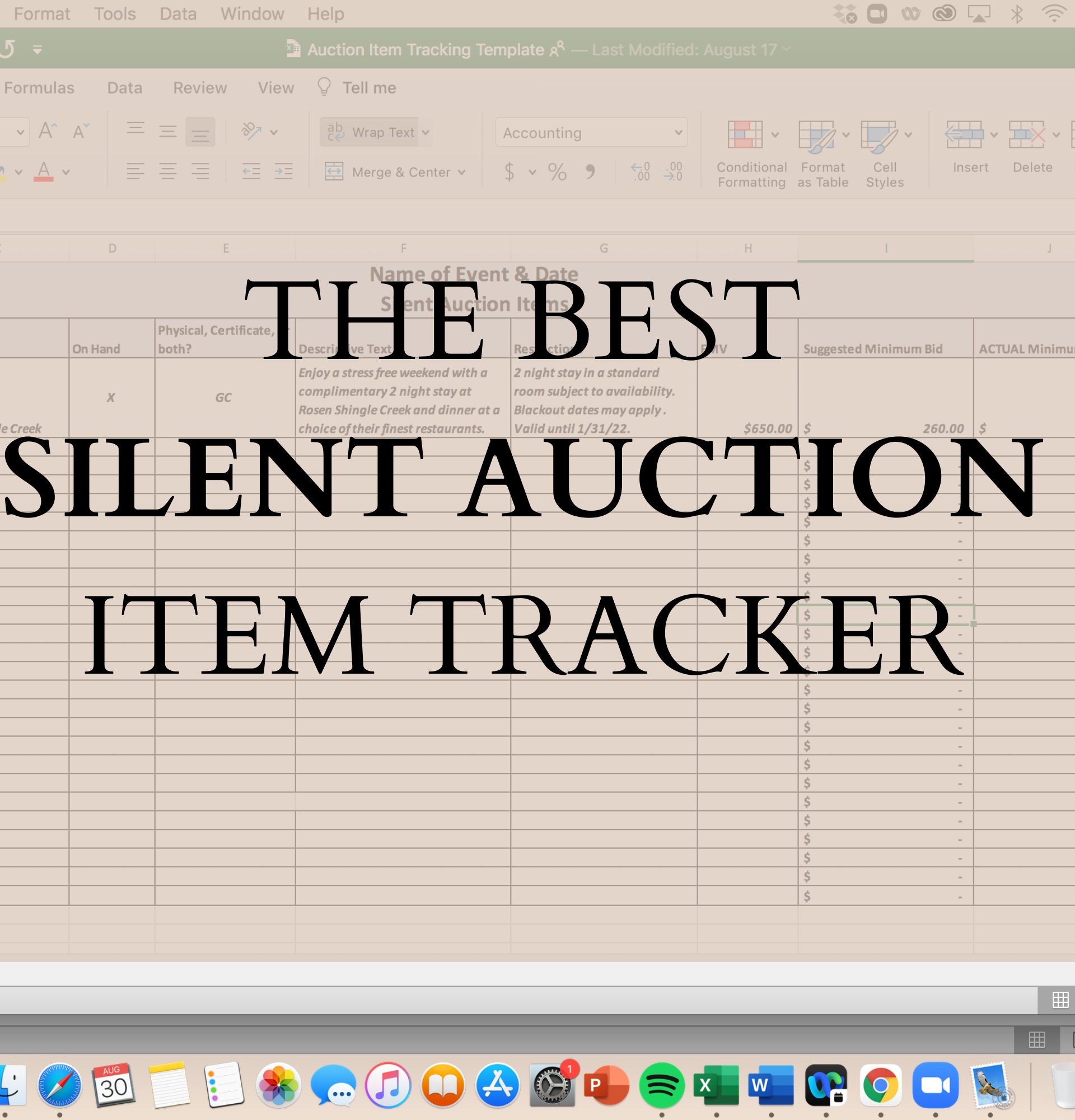 Silent Auction Donated Item Tracker for Fundraiser Events - Etsy