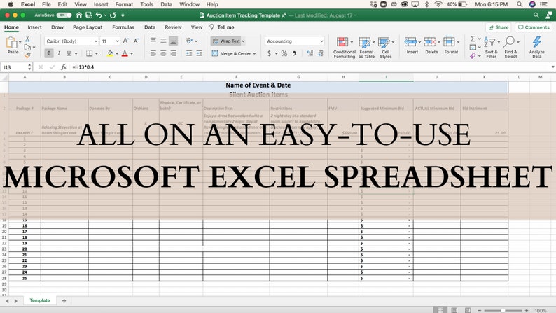 Silent Auction Donated Item Tracker for Fundraiser Events - Etsy