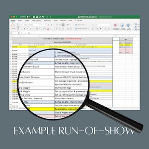Run-of-show / Show Flow / Event Timeline Microsoft Excel Template | Use ...