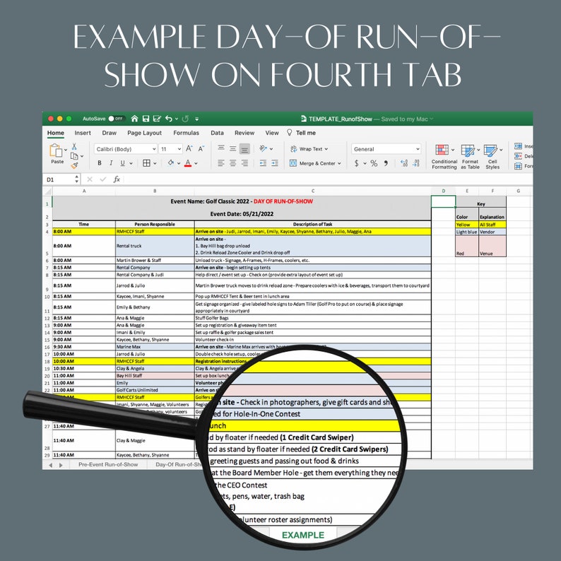 Run-of-show / Show Flow / Event Timeline Microsoft Excel Template | Use ...