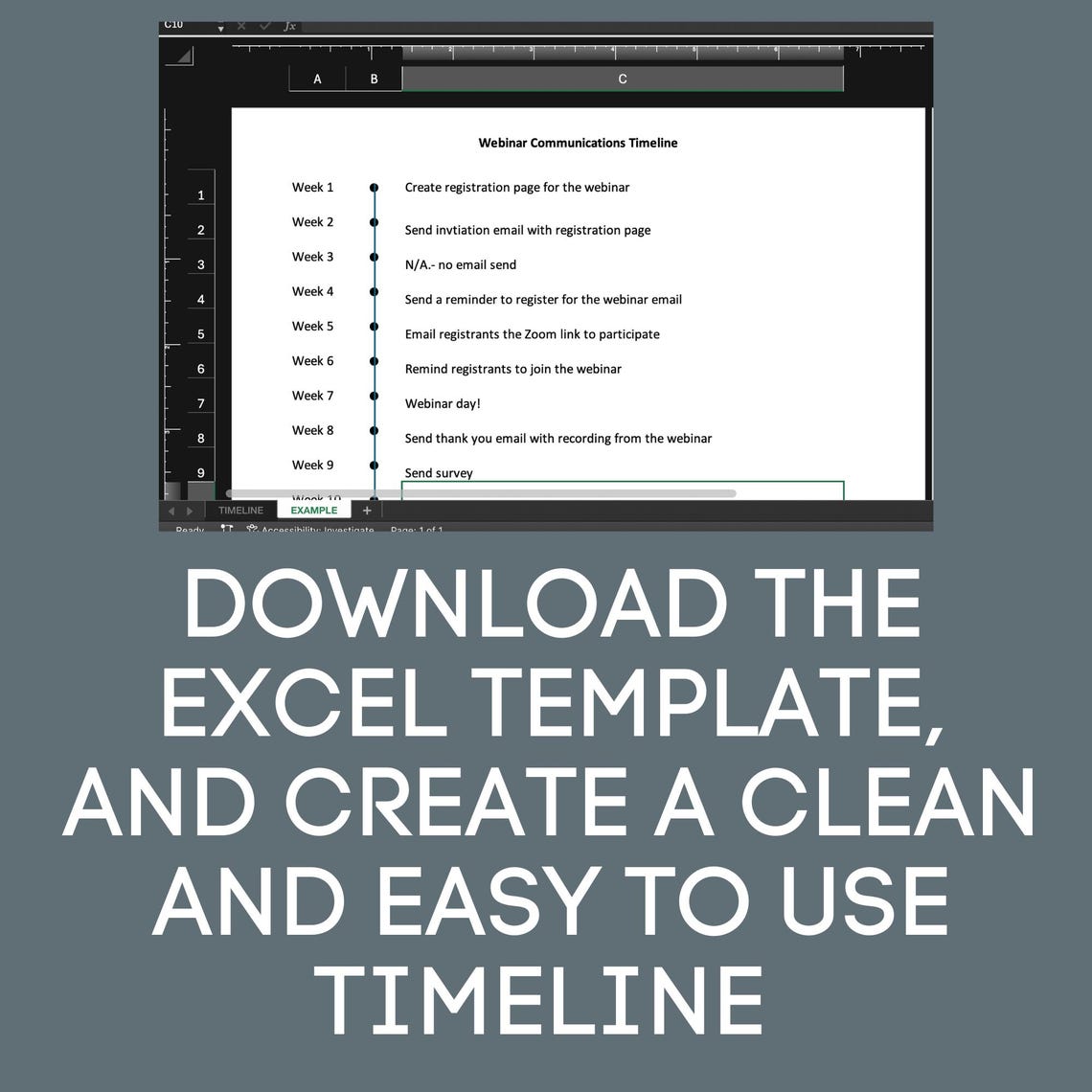 Microsoft Excel Timeline Template - Clean Timeline for Events, Travel ...
