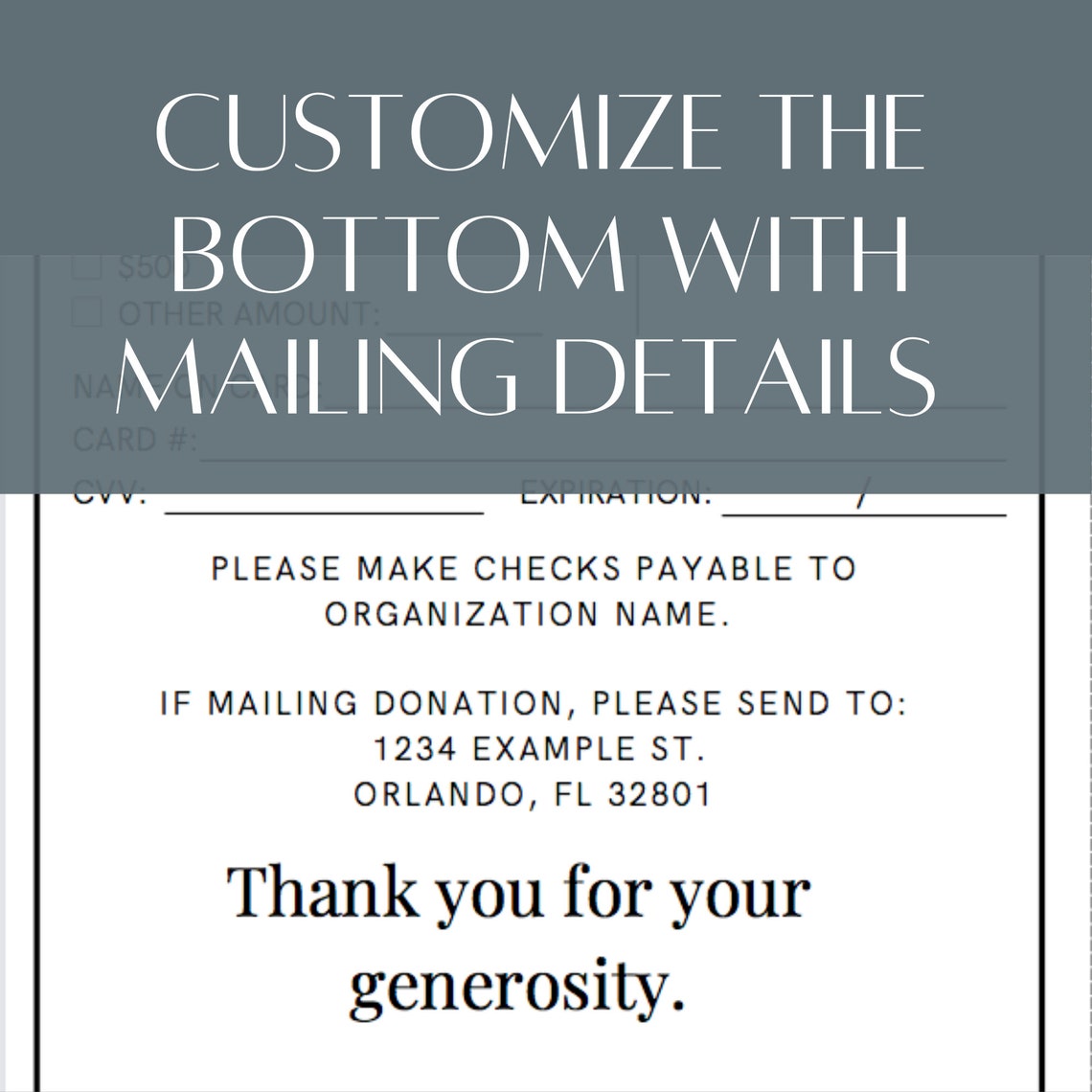 Custom Printable Donation Card for Nonprofit Fundraiser - Canva ...