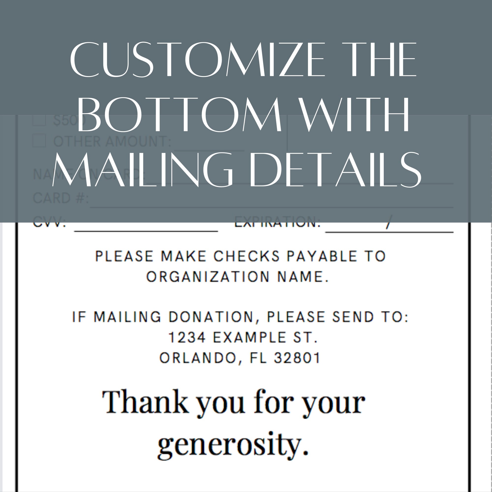 Custom Printable Donation Card for Nonprofit Fundraiser - Canva ...