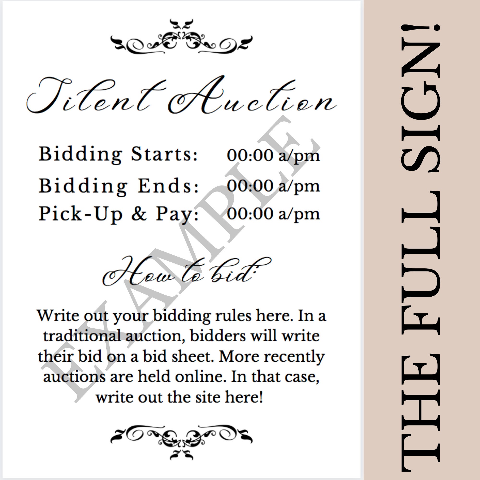 Silent Auction Foam Core Sign Canva Template - to Display Near the ...